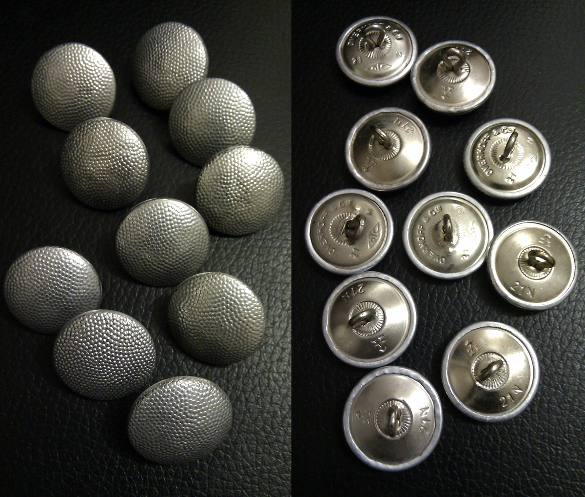 2128 German post WW2 Bundeswehr pebbled uniform buttons 22 mm 10 pie ...