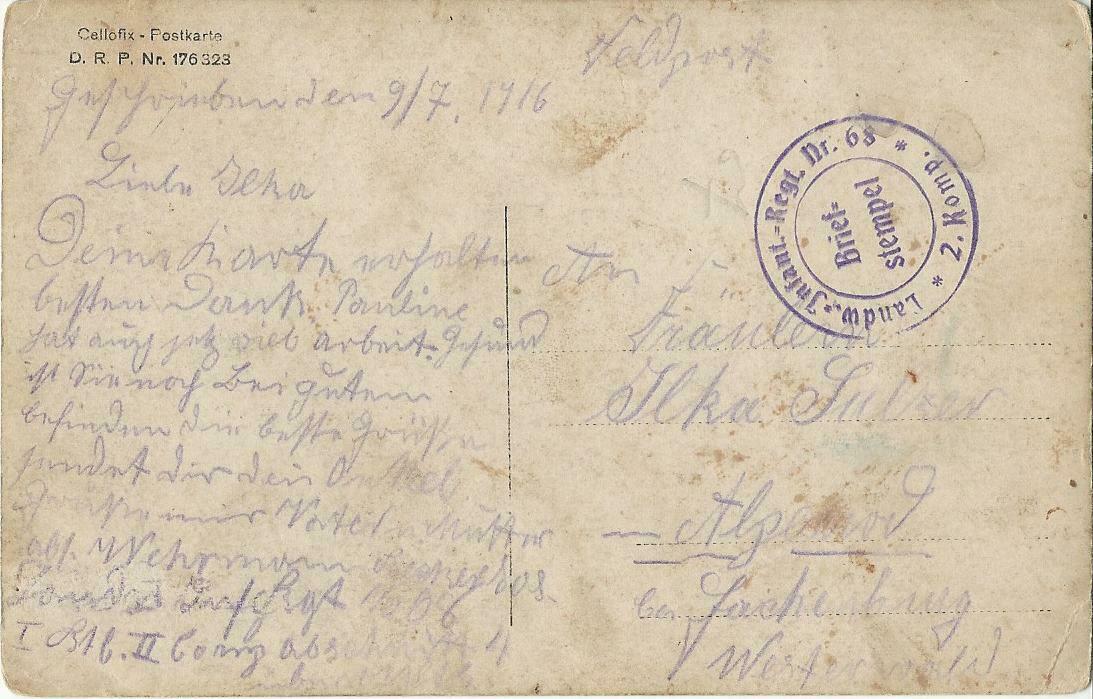 0601 German Field Postcard Feldpost WW1 Ruins 68th Infantry Regiment ...